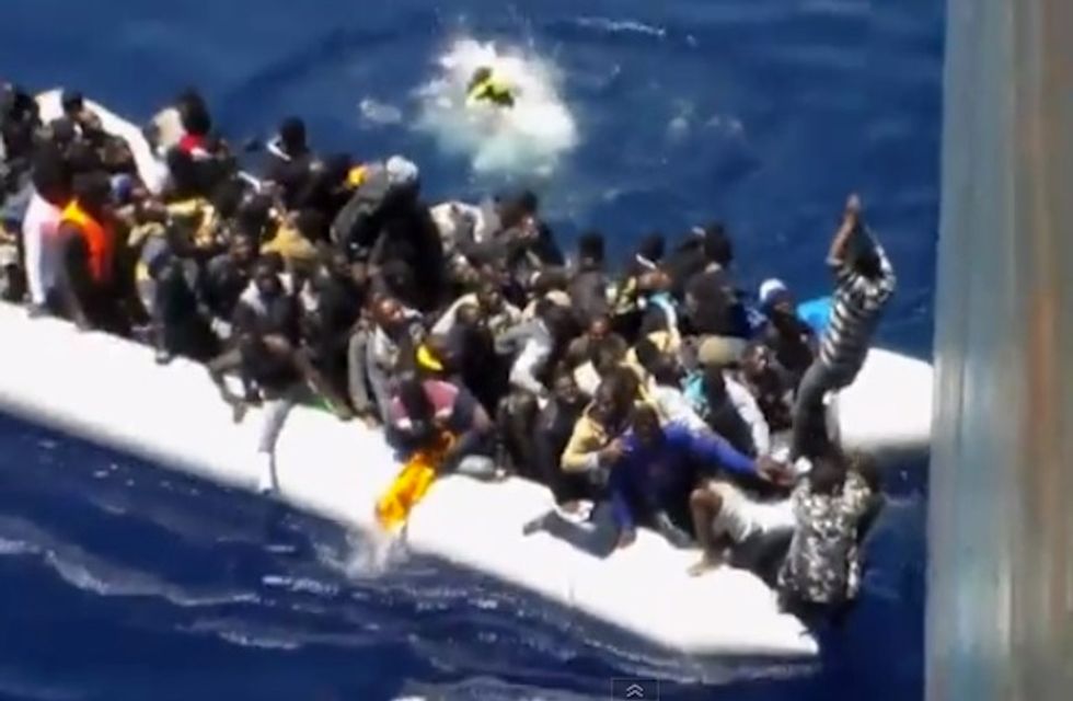 Dramatic Video Shows Desperate Moments African Migrants on Sinking ...